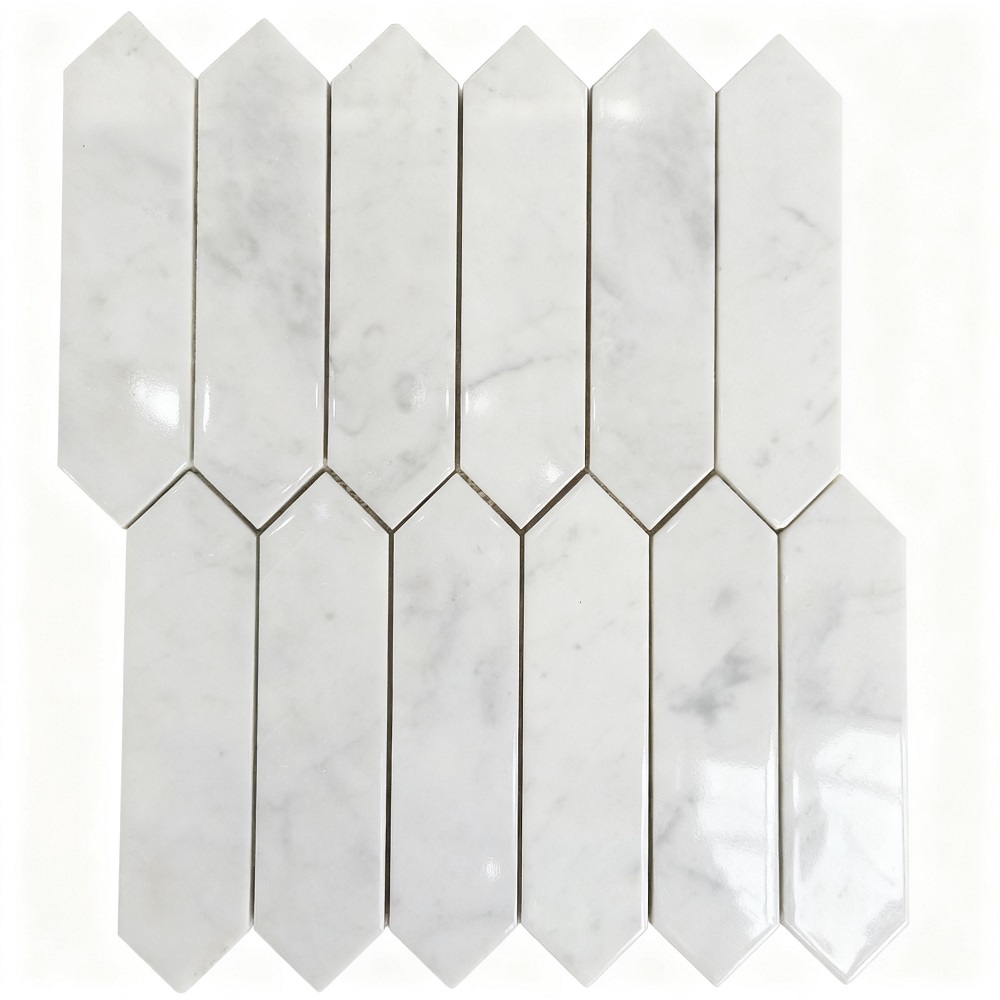 Carrara Extra Long hexagonal Mosaic tiles - Natural stone & marble Tile ...