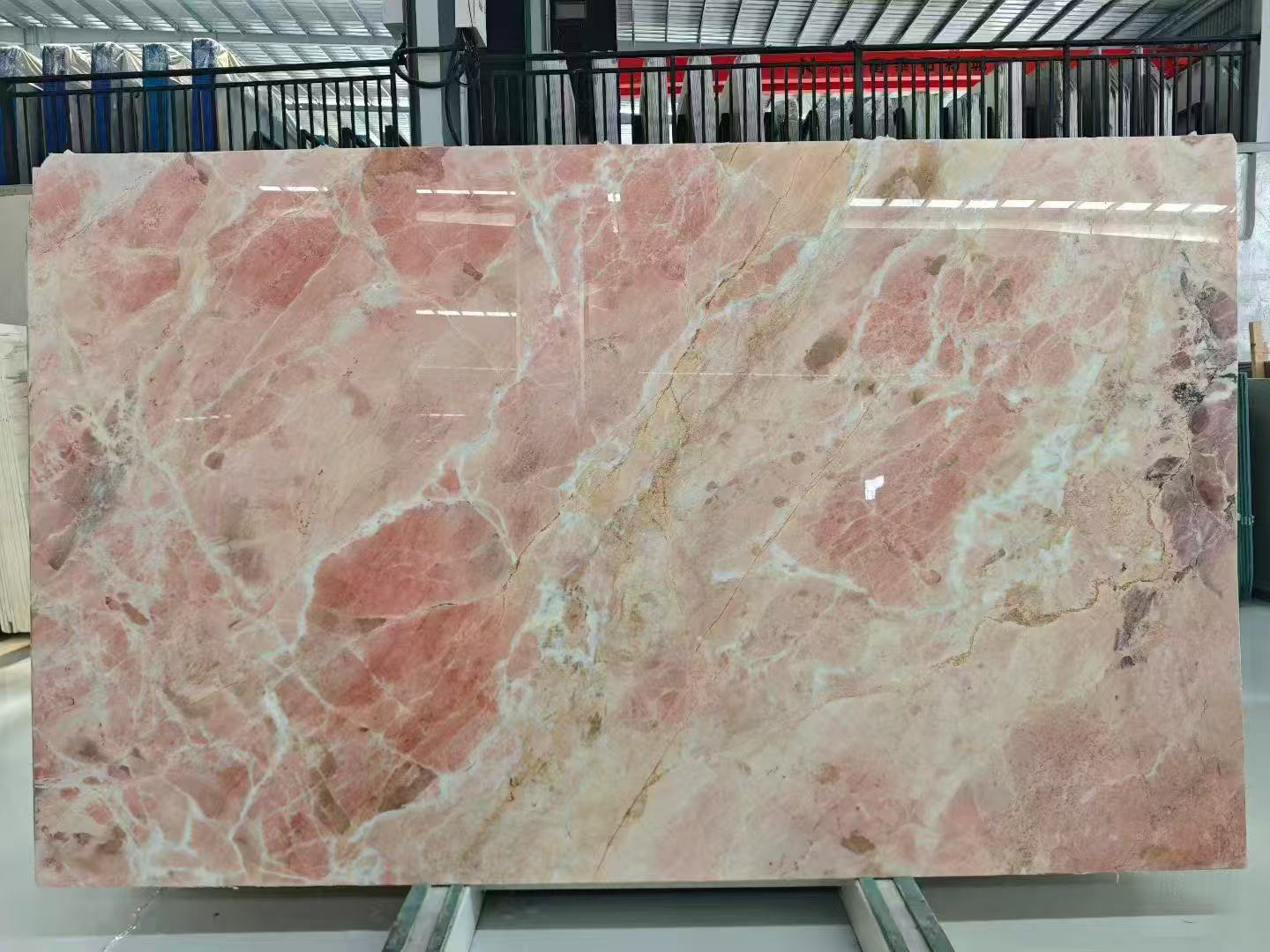 Luxurious natural pink marble countertop with polished four-season pink ...