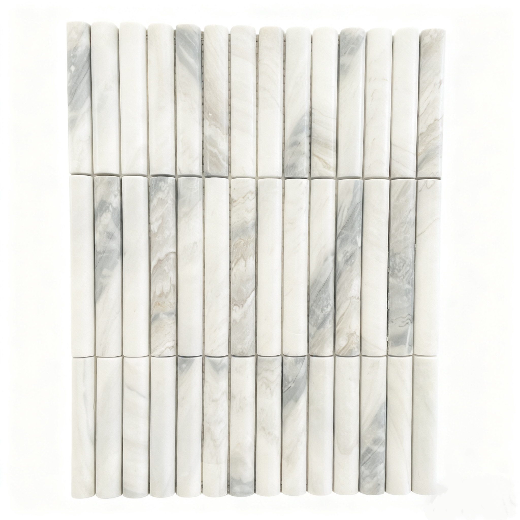 Lais White marble Mosaic curved groove marble tile pencil decoration ...